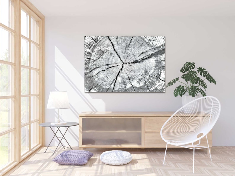 Tree Stump Black and White Canvas Artstump Tree Printnature - Etsy