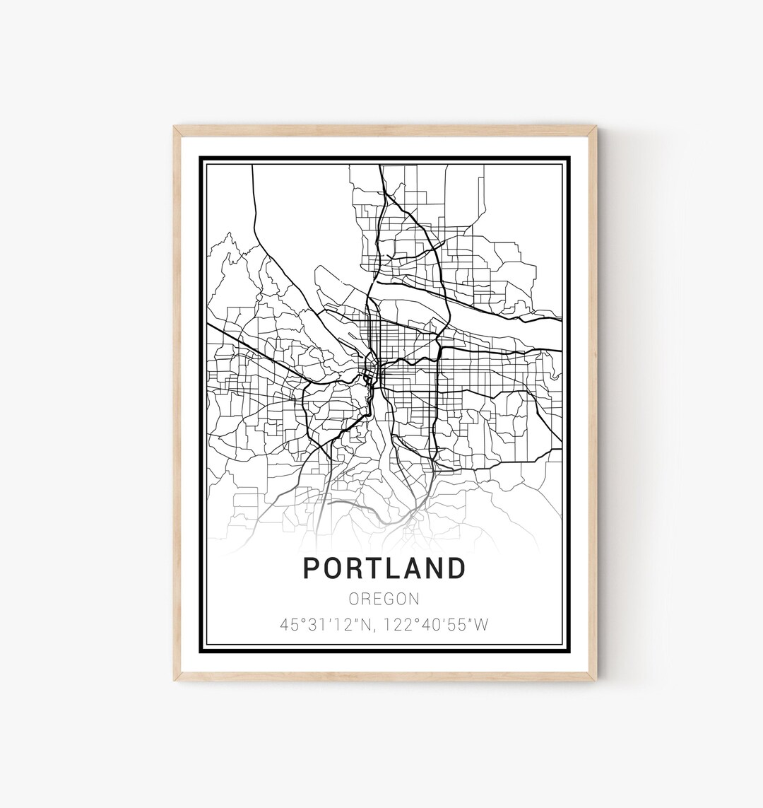 Portland City Map Print | Oregon Maps, Portland Map Print, Portland ...