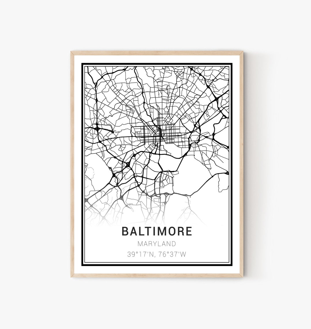 Baltimore City Map Print | Maryland Maps, Baltimore Map Print ...