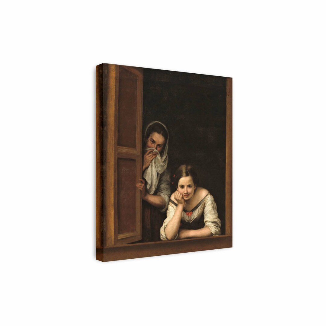 Two Women at a Window - Bartolomé Esteban Murillo Canvas Art, Famous ...