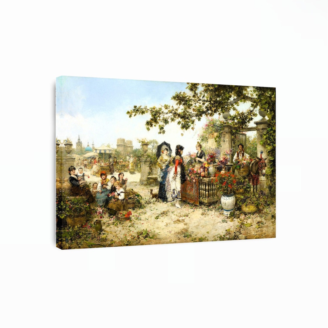 The Flower Market by Jose Benlliure Y Gil Canvas Art, Gallery Wrapped ...