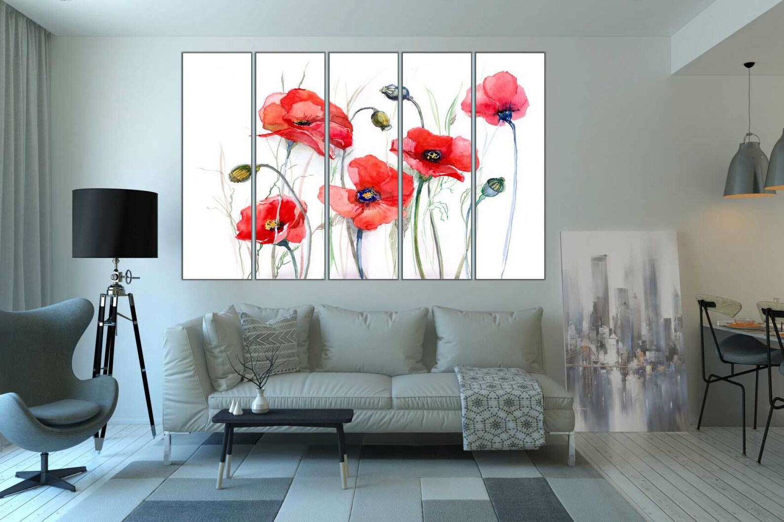 Red Flower Painting Art Floral Decor Red Flower Wall Art | Etsy