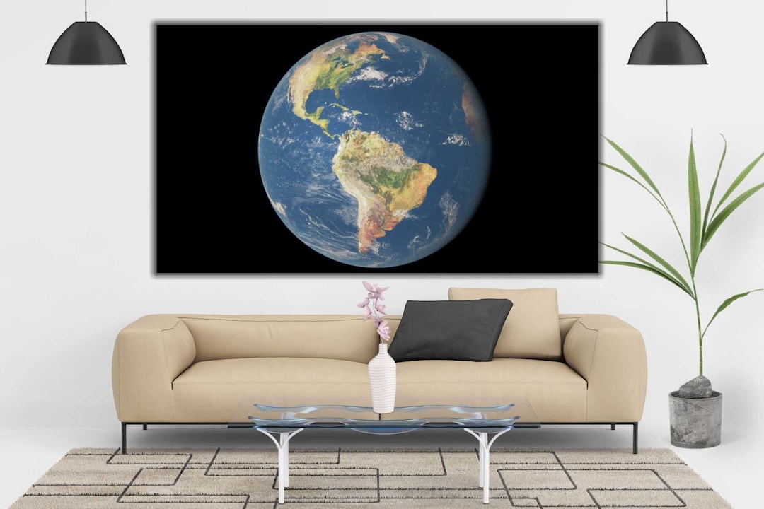 The Earth From Space Art | Earth Canvas, Space Decor, Astronomy Wall ...