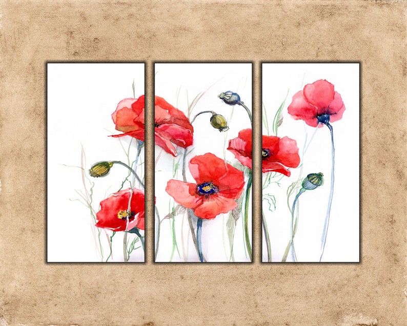 Red Flower Painting Art Floral Decor Red Flower Wall Art - Etsy