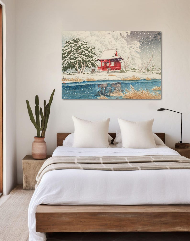 Inokashira Benten Shrine Canvas Art – Japanese Winter Landscape Wall ...