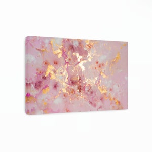 Pink and Gold Abstract Canvas Art, Abstract Canvas, Pink Wall Art, Pink ...
