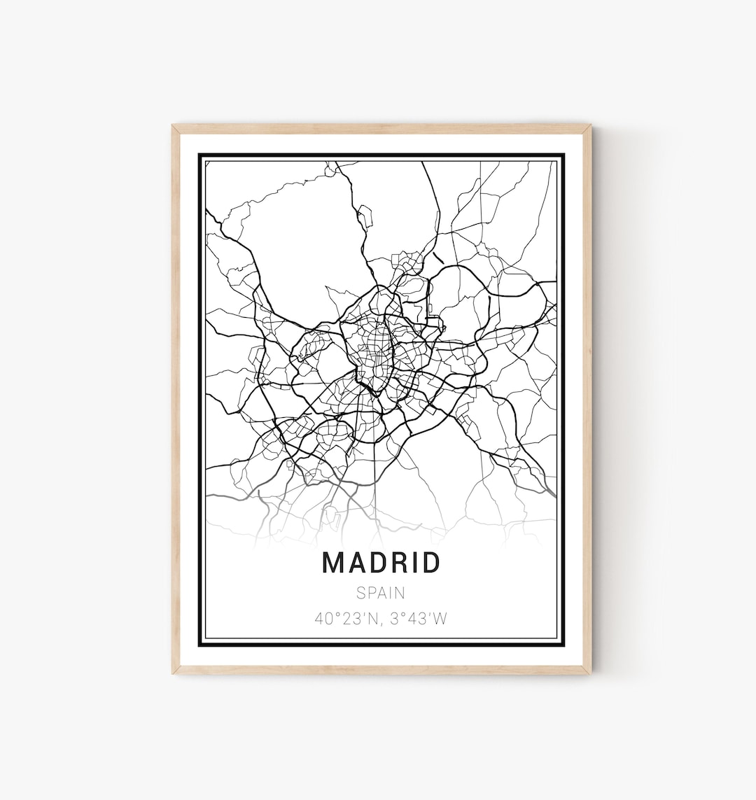 Madrid City Map Print | Spain City Maps, Madrid Map Print, Madrid Print ...