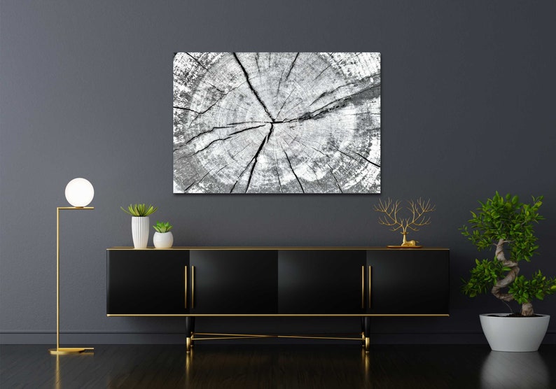 Tree Stump Black and White Canvas Artstump Tree Printnature - Etsy