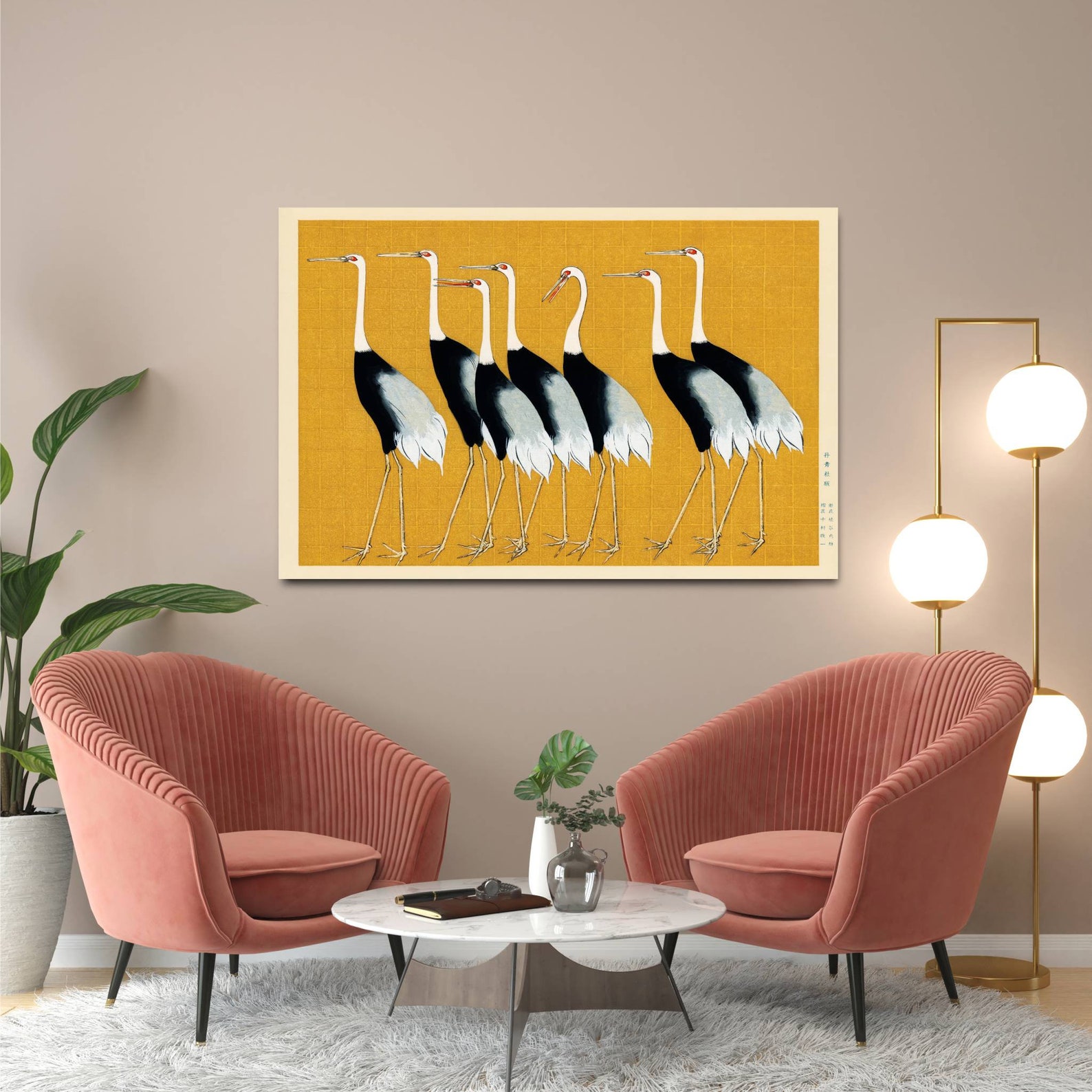 Ogata Korin Japanese Red Crown Cranes Canvas Art, Asian Wall Decor - Etsy