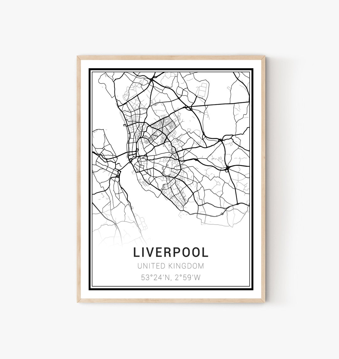 Liverpool City Carte Imprimer Cartes du Royaume-Uni, Liverpool Map ...