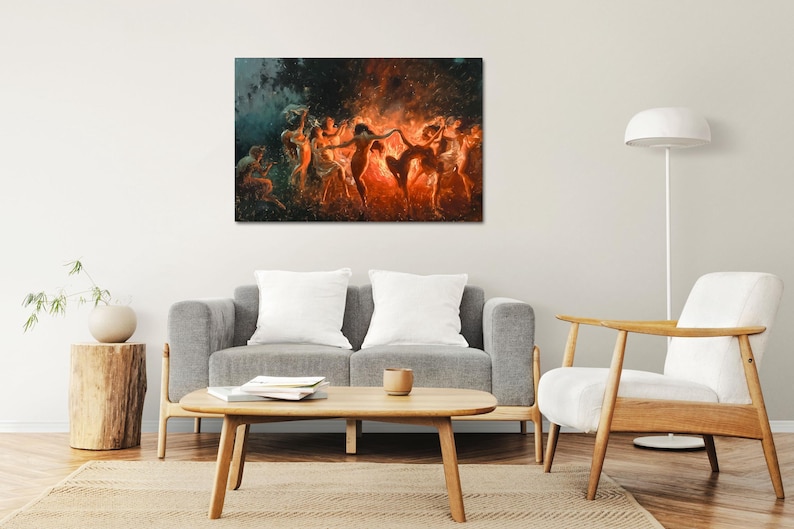 Fire Dance by Joseph Tomanek Canvas Art, Nymphs Dancing to Pan’s Flute ...