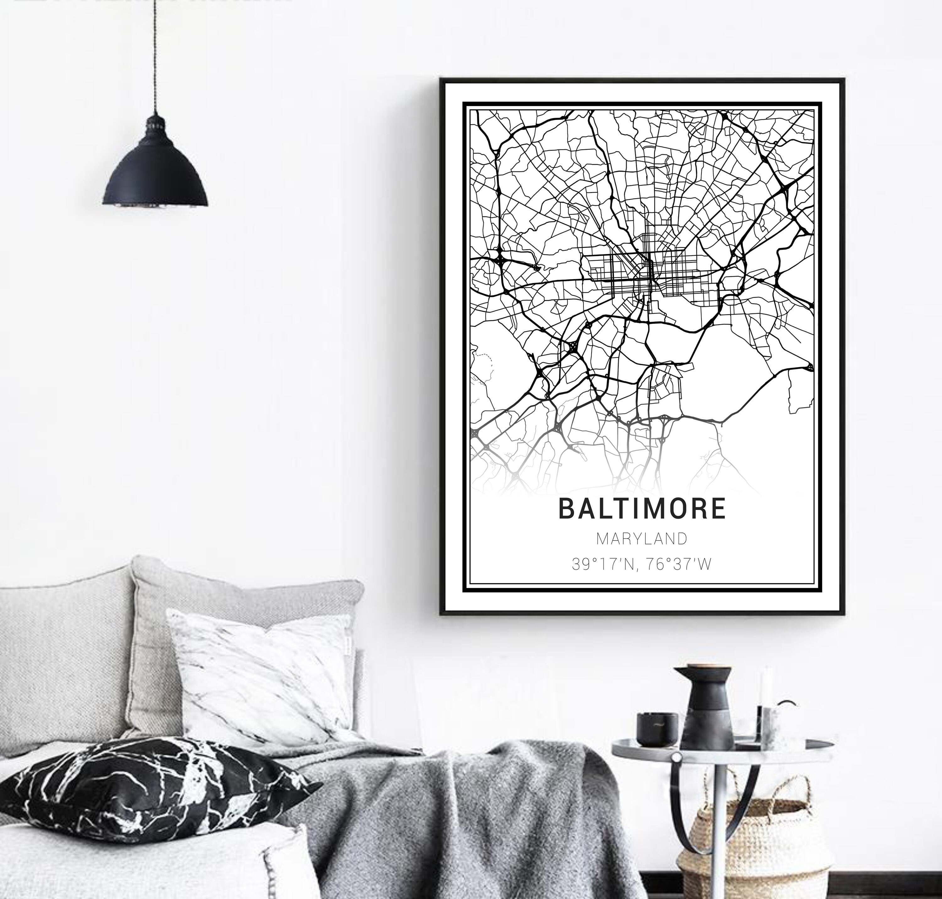 Baltimore City Map Print Maryland Maps Baltimore Map Print - Etsy