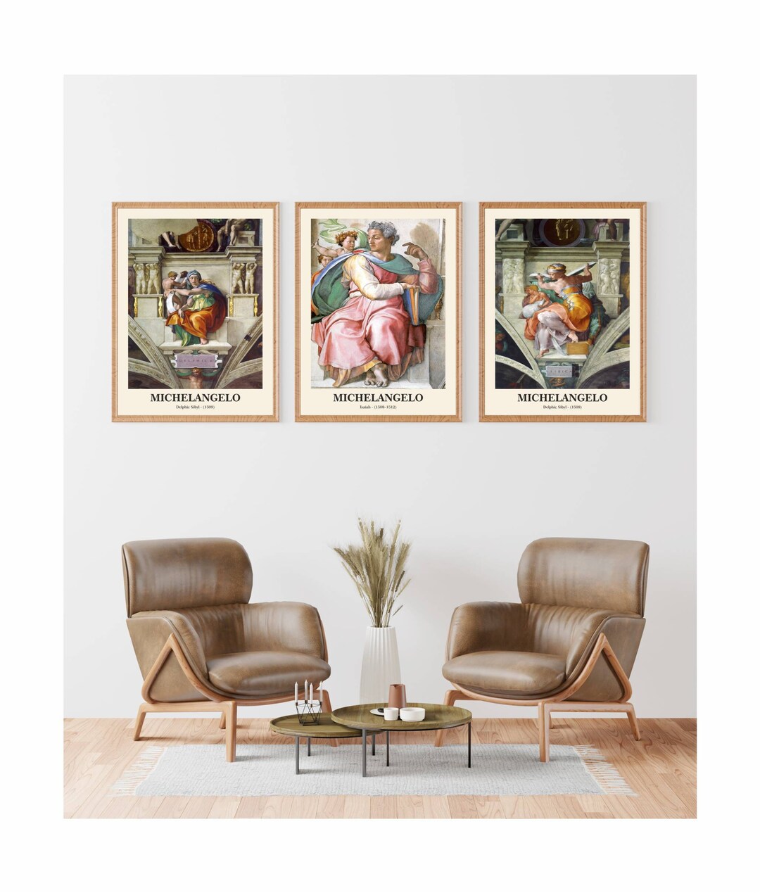 Michelangelo Prints Set: Renaissance Art Posters, Delphic Sibyl ...