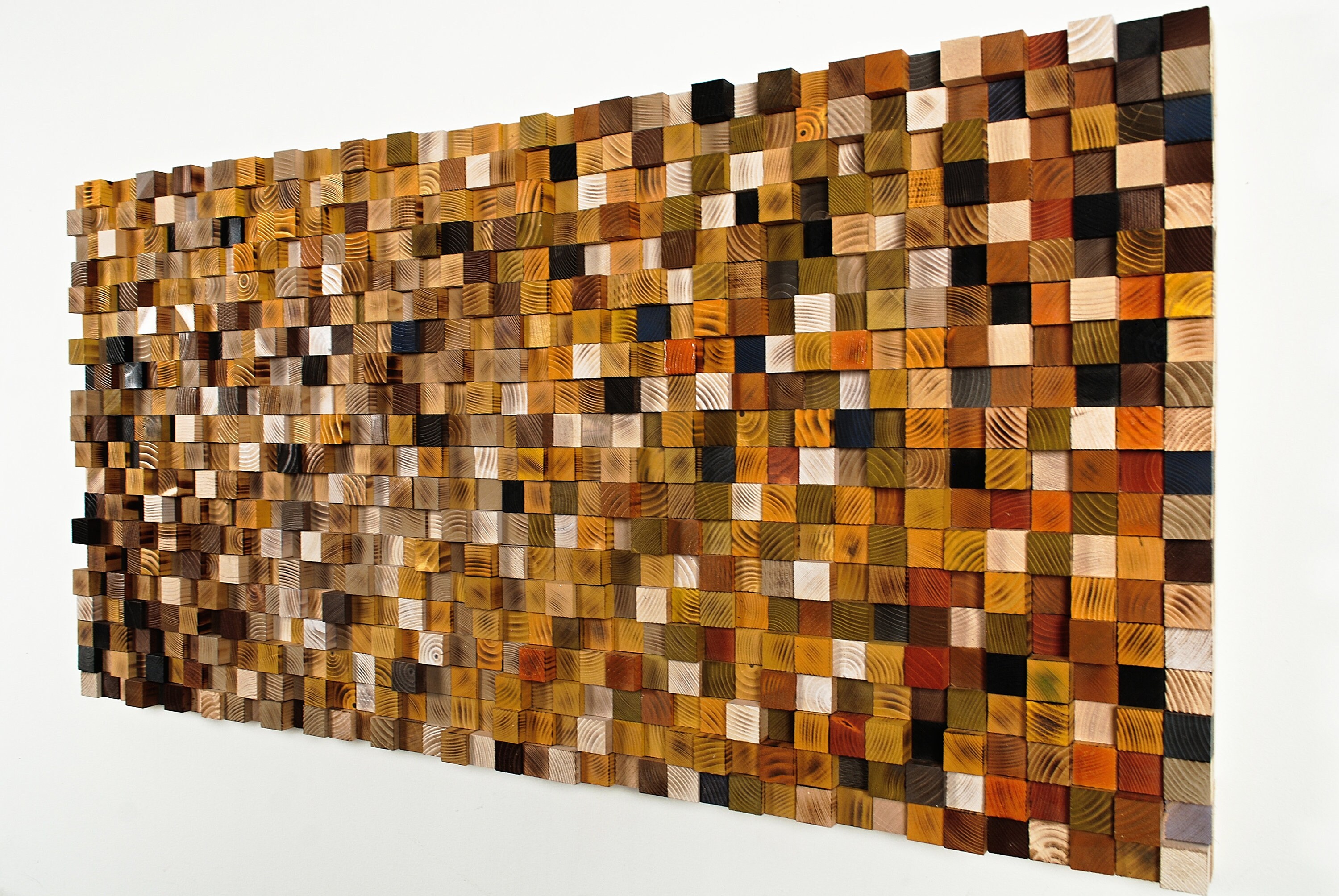 Wood Wall Art Sculpture, Wooden Modern Geometric Decoration, 3d ...