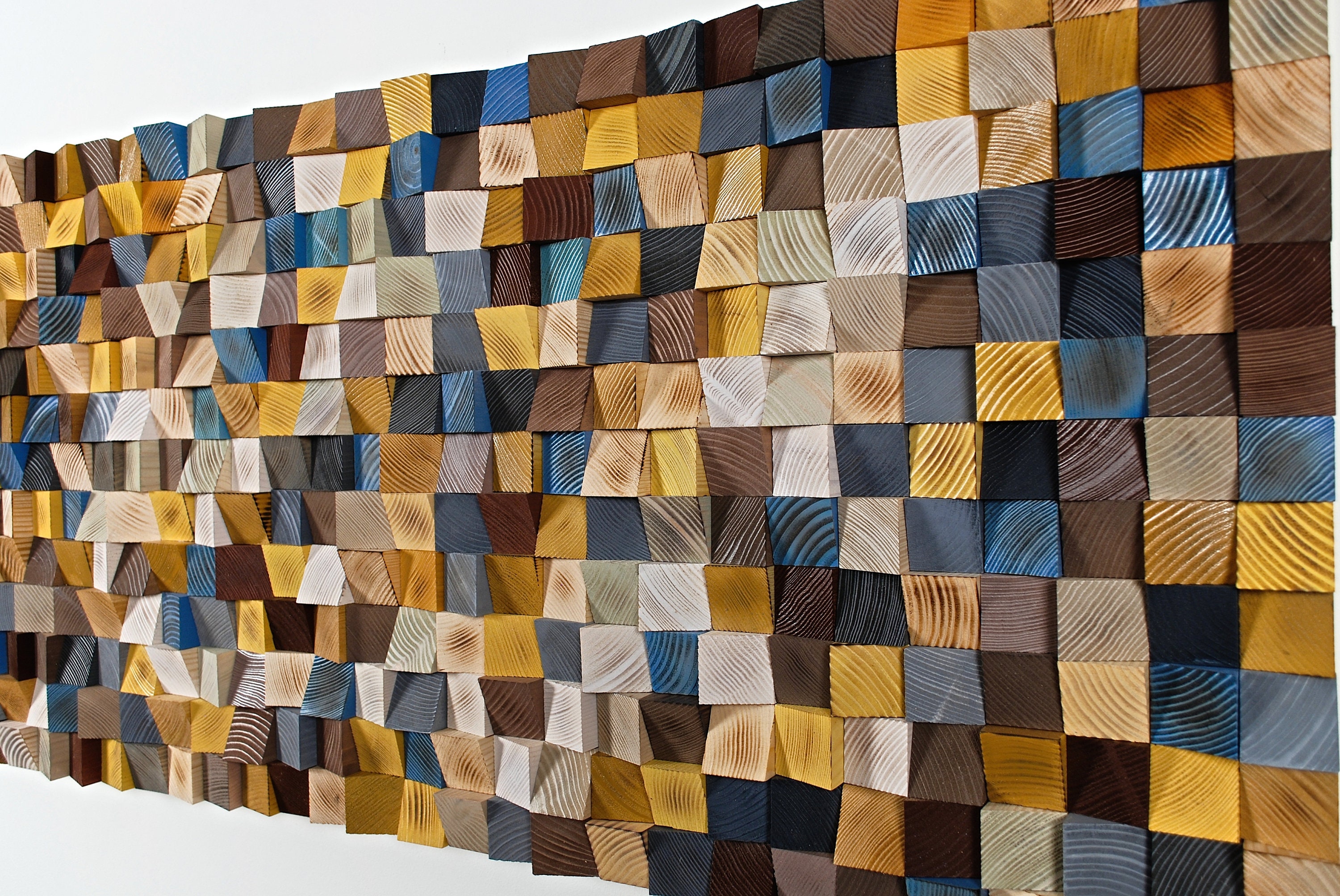 3D Geometric Wood Wall Art Wooden Original Sculpture Mosaic | Etsy