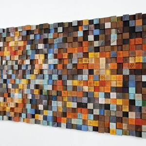 Light Sparkles - Painted Wood Wall Art 3D Modern Decor, Blocks Acoustic ...