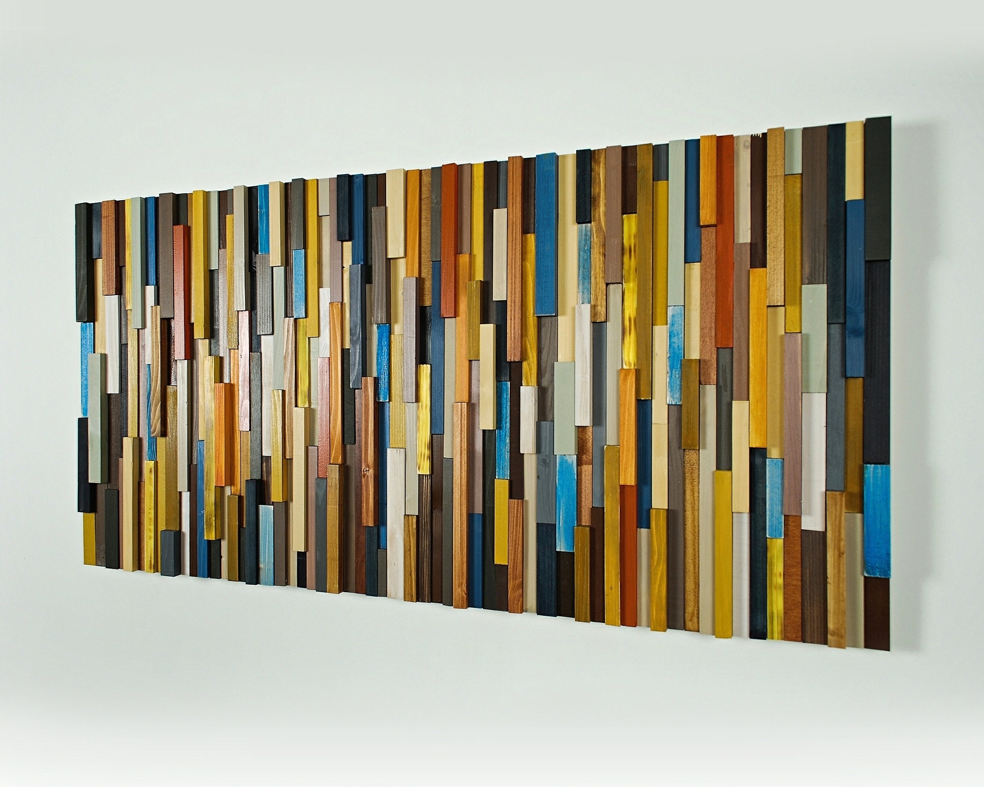 Geometric Wood Wall Art Striped Sculpture, 3d Wall Art Decoration ...