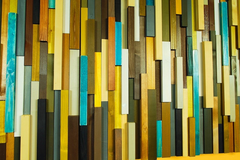 Natural Geometric Wood Wall Art Sculpture, Abstract Rustic Stripes ...
