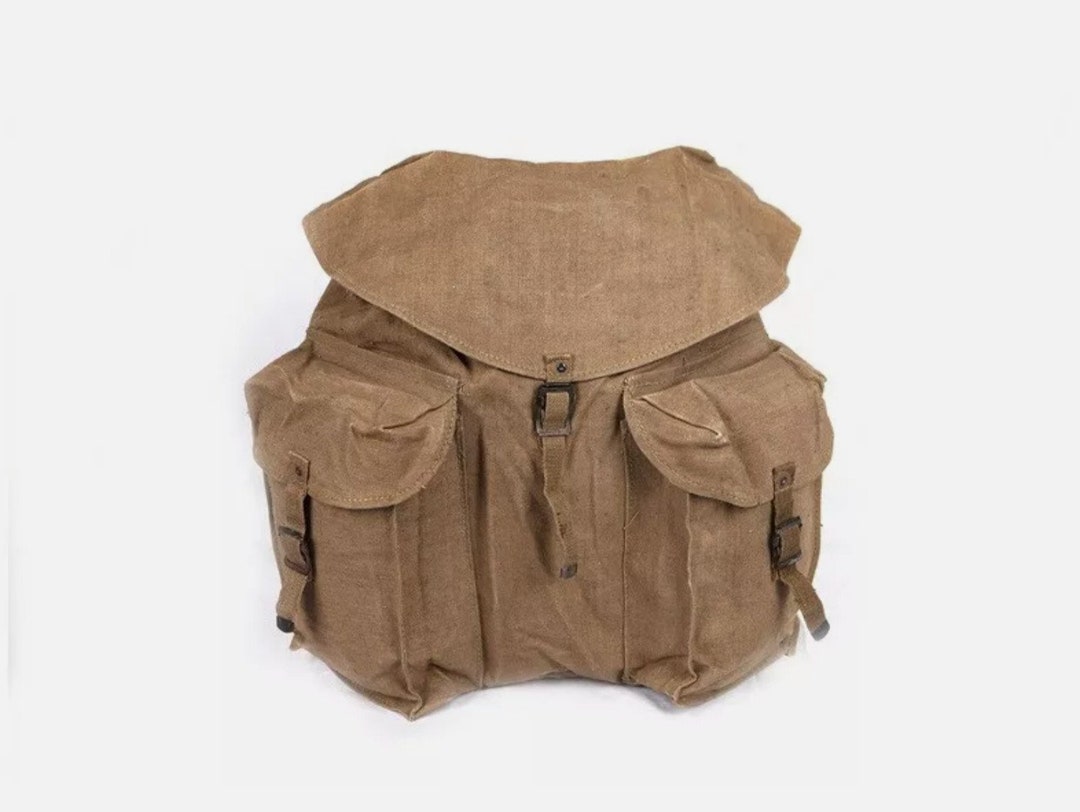 Vintage 1970s Intalian Military 100% Cotton Canvas Large Rucksack ...