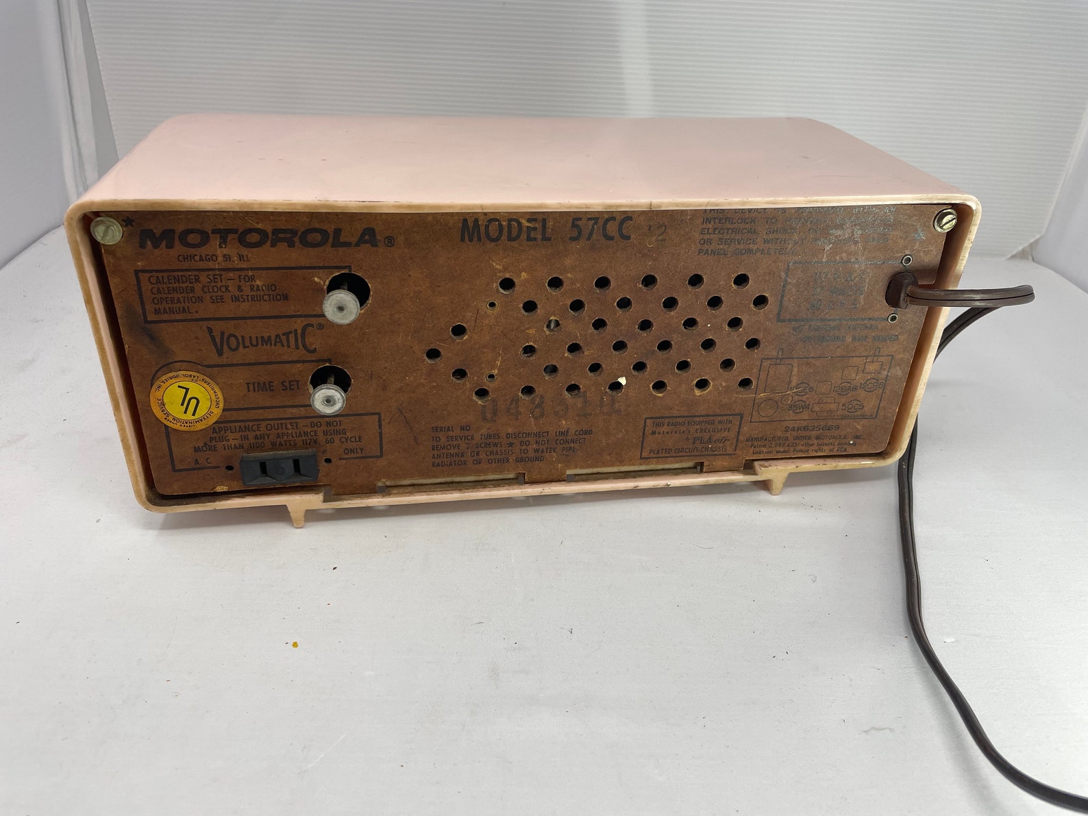 Mid-century Motorla Clock Radio Rare Pink Color. Model 57CC, Unrestored ...