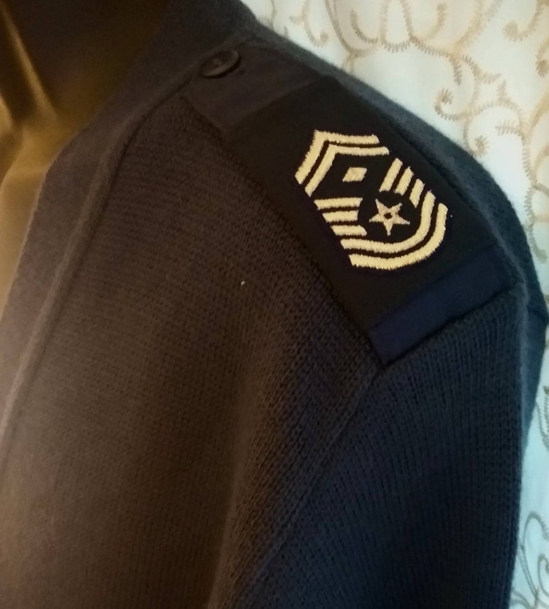 Vintage Authentic US Air Force Button Sweater 46 L With First Sergeant ...