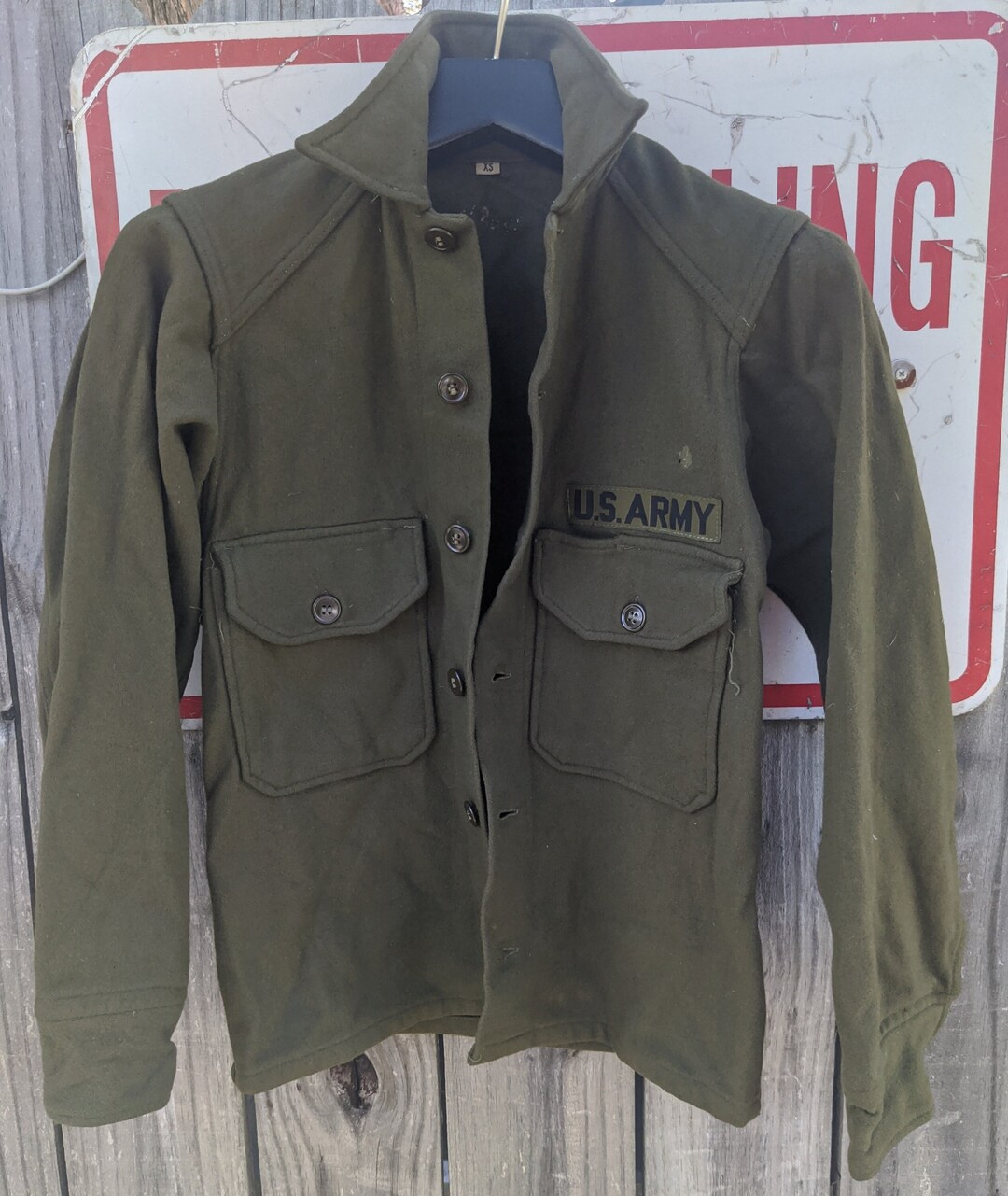 Original 1960s Vintage US Army OD Green 100% Wool Button UP Long Sleeve ...