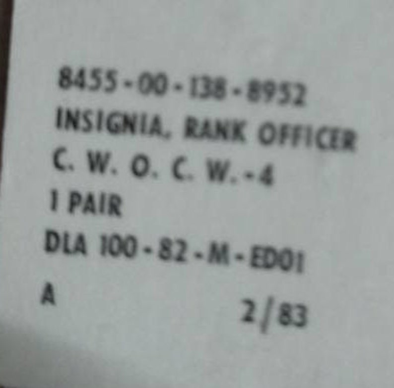 Vintage USA Military Insignia Pin BOS Rank Officer C W O C W 4 - Etsy