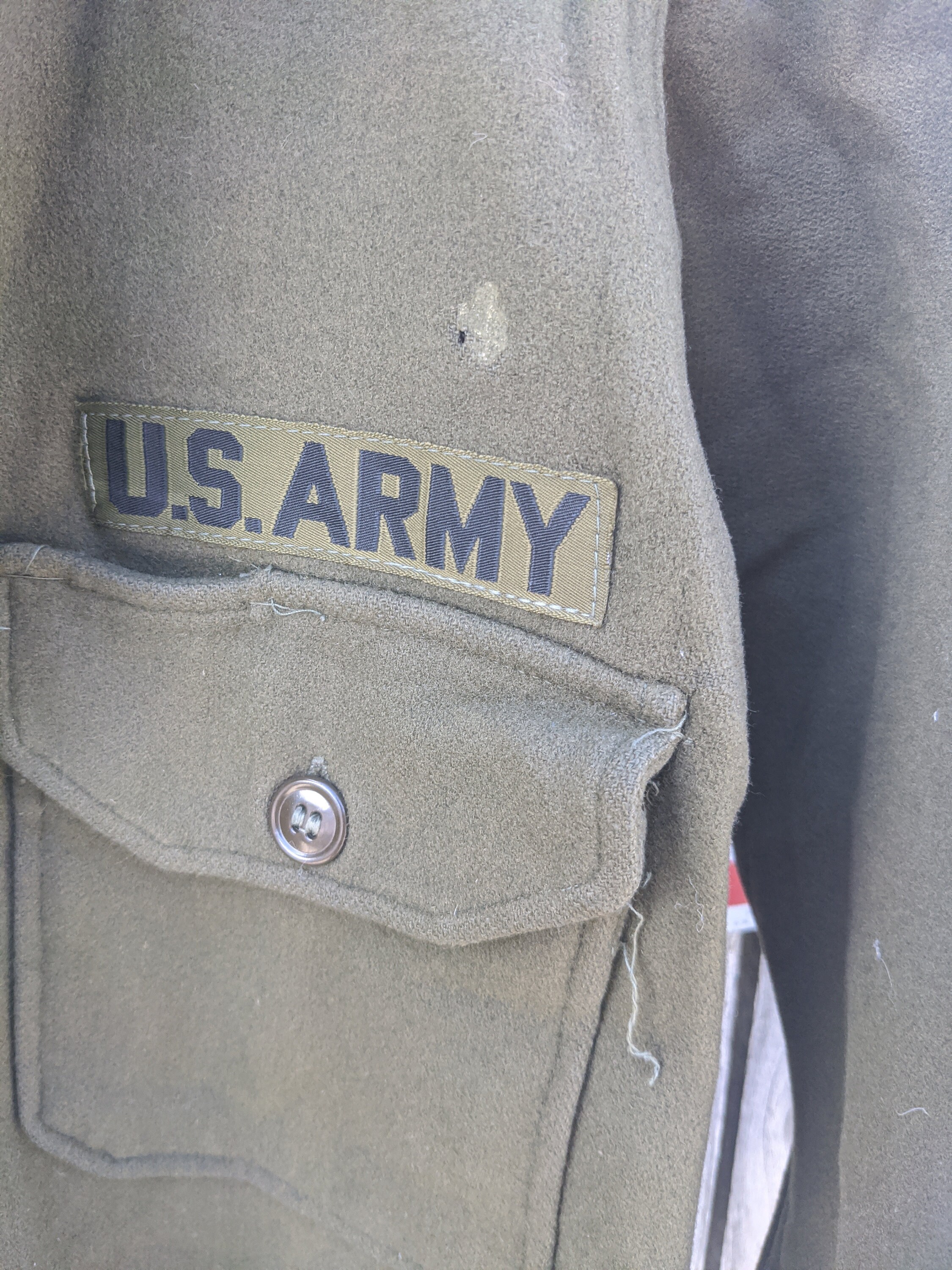 Original 1960s Vintage US Army OD Green 100% Wool Button UP Long Sleeve ...