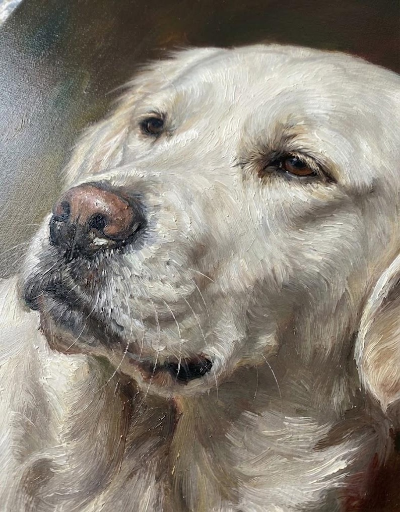Custom Hand Painted Dog Oil Painting From Photo Pet Portrait Commission ...