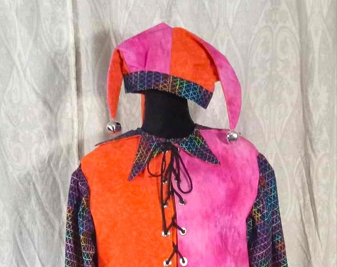 NEW, FINISHED Renaissance Jester Costume, Bright Cotton Fabrics, Medium ...