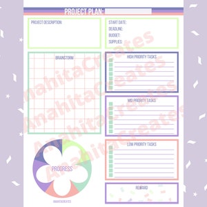 Printable Project Planner | Cute Pastel Project Planner Download ...