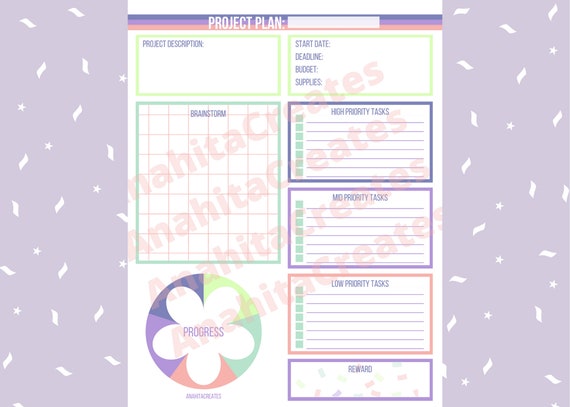 Printable Project Planner Cute Pastel Project Planner | Etsy