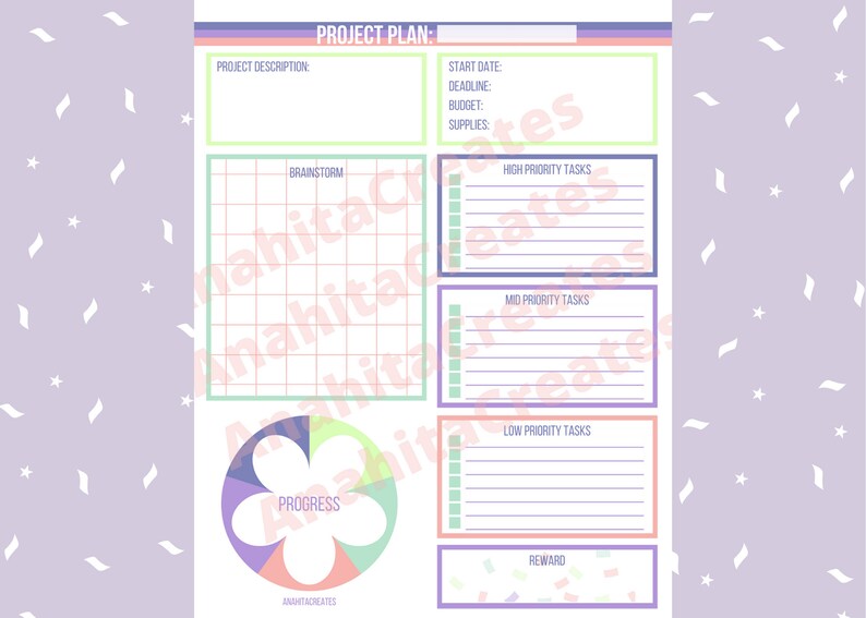 Printable Project Planner Cute Pastel Project Planner | Etsy