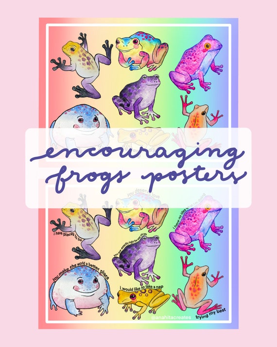 DIGITAL DOWNLOAD Encouraging Frogs Posters With and Without | Etsy