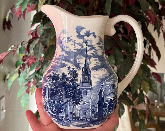 Vintage LIBERTY BLUE PITCHER Large 32 Ounce Made in England ...
