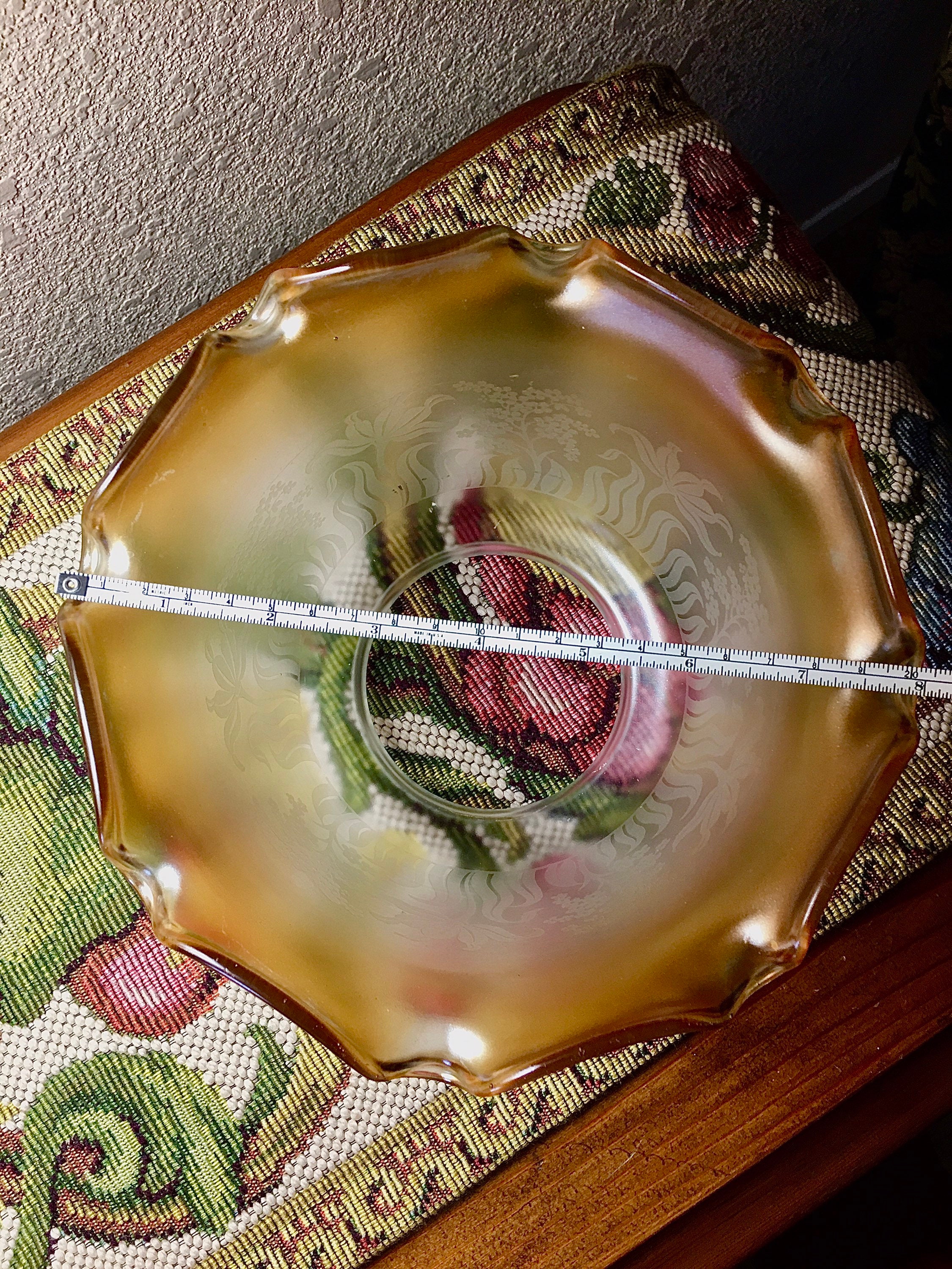 Vintage VIANNE Satin ETCHED Glass Light SHADE Floral Design Victorian ...