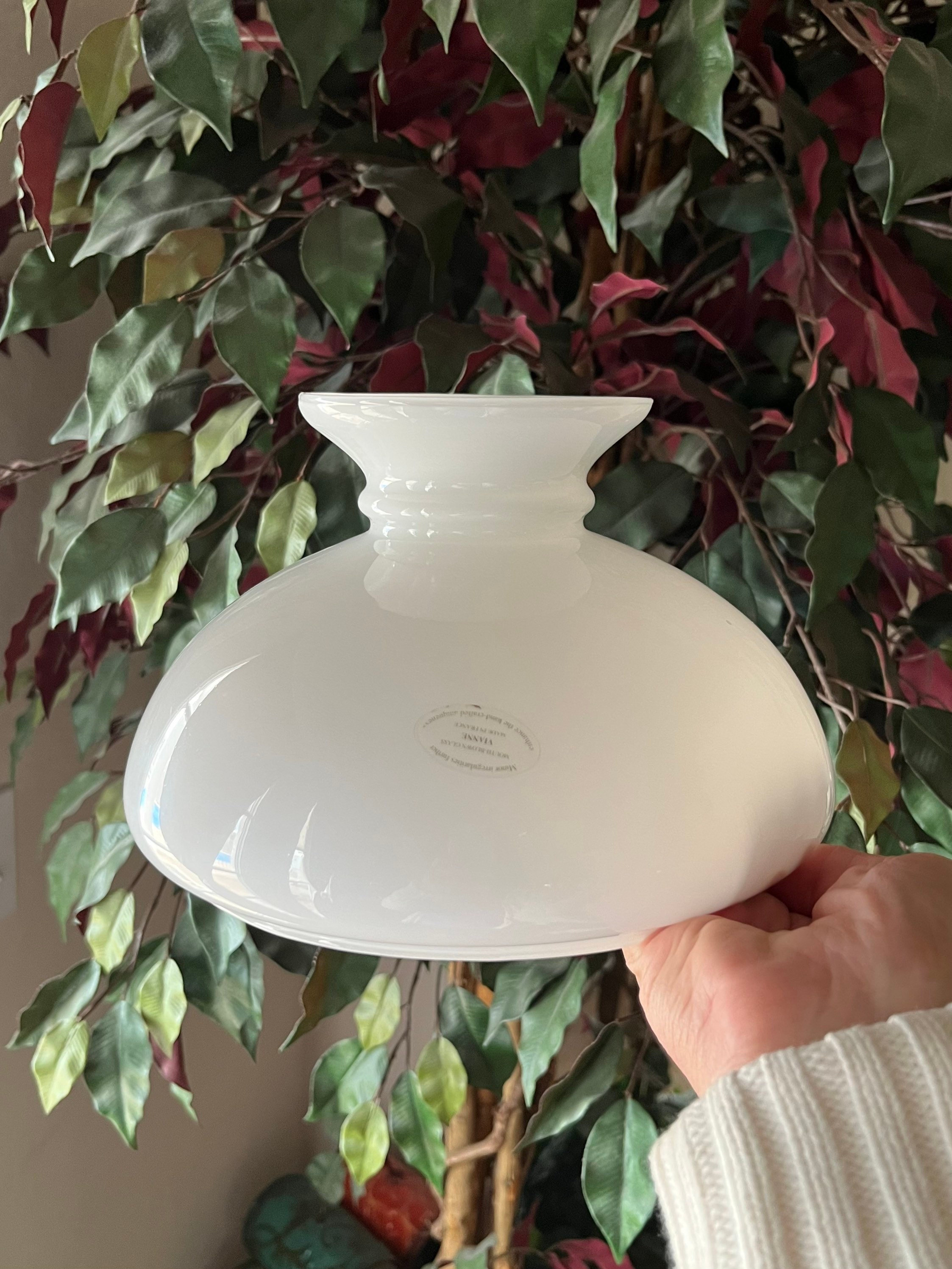RARE Vintage VIANNE Glass Shade Mouth Blown NOS Replacement White Opal ...