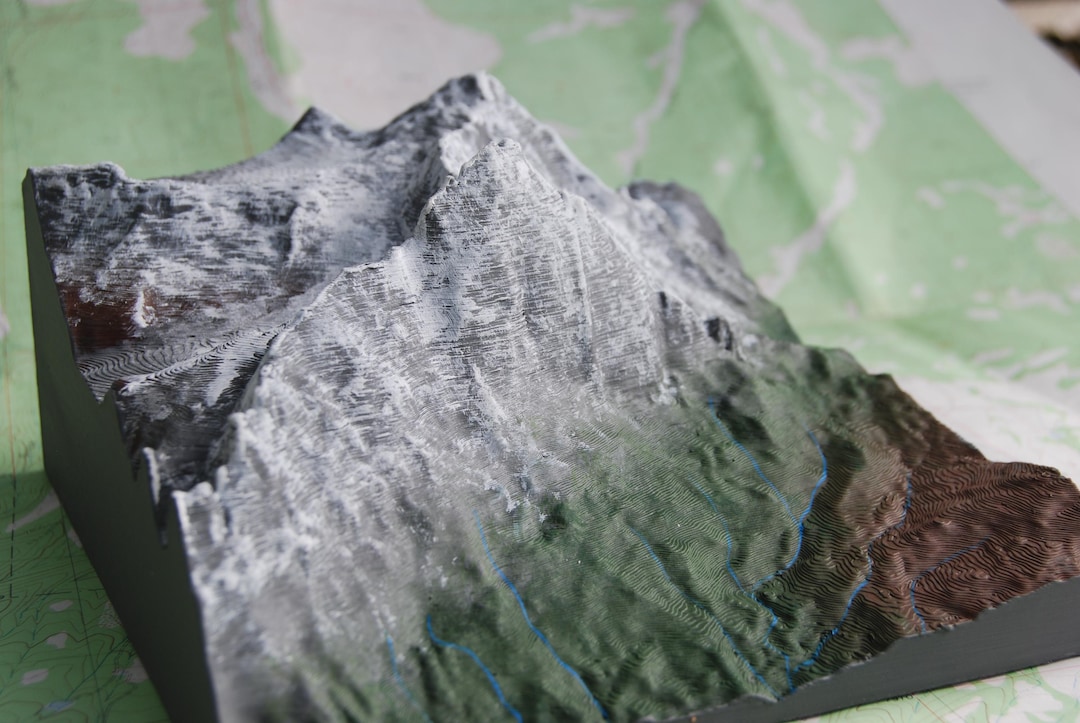 The Eiger Model - Painted 3D Printed Topo Map, Mountain Art Decor - Etsy