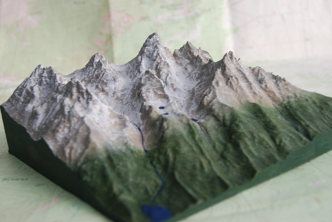 Grand Teton 3D Painted Model - Topographic Wyoming Wall Art, Mountain ...