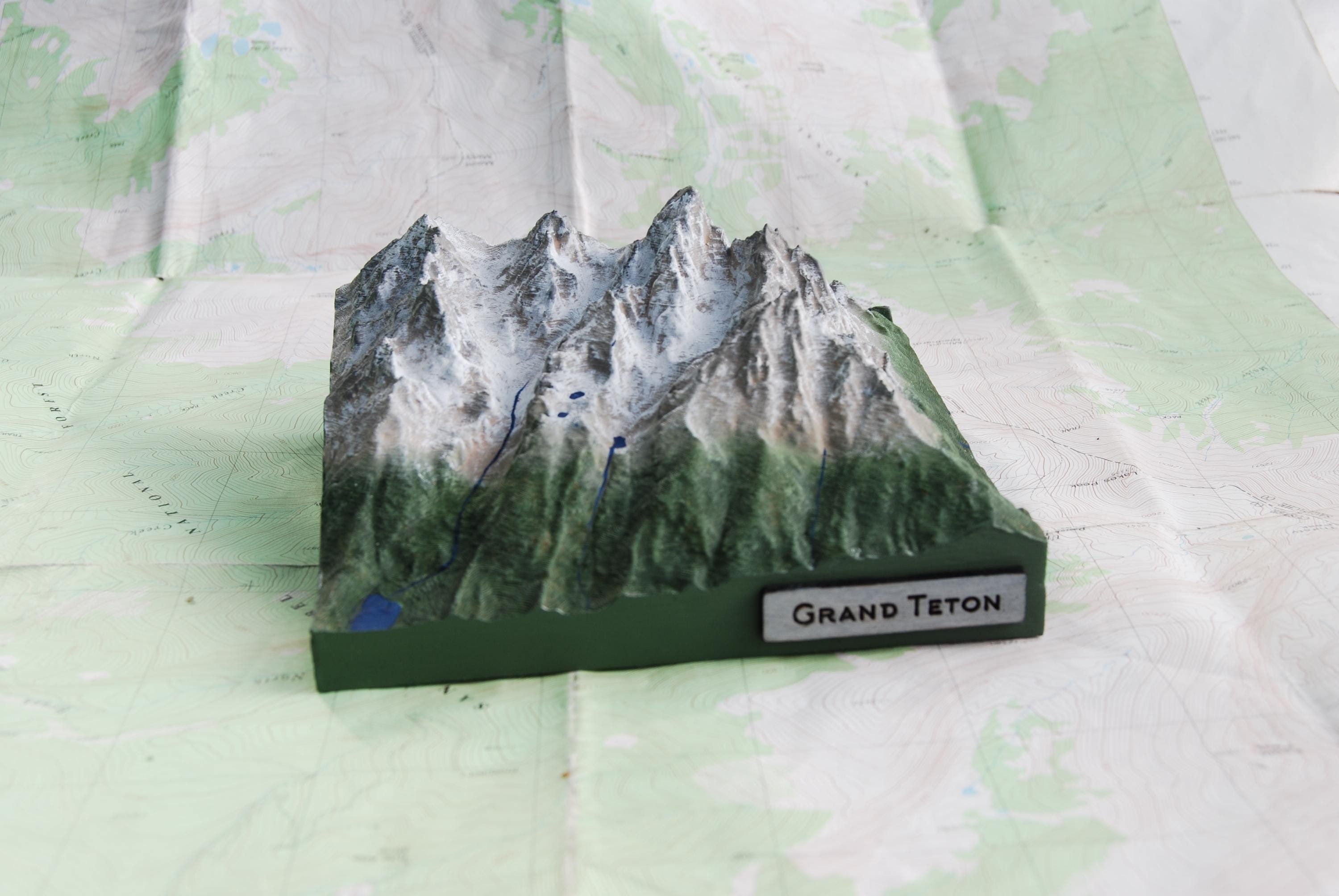 Grand Teton 3D Painted Model - Topographic Wyoming Wall Art, Mountain ...
