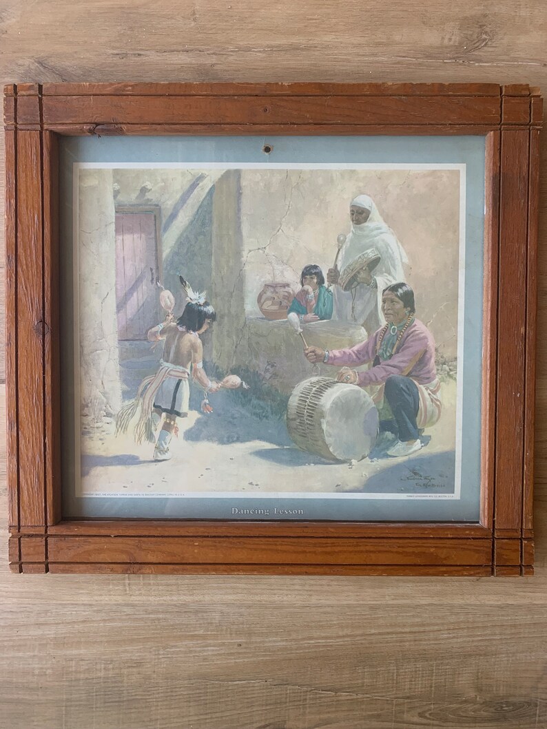 1957 Dancing Lesson Calendar Print Framed the Atchison, Topeka and ...