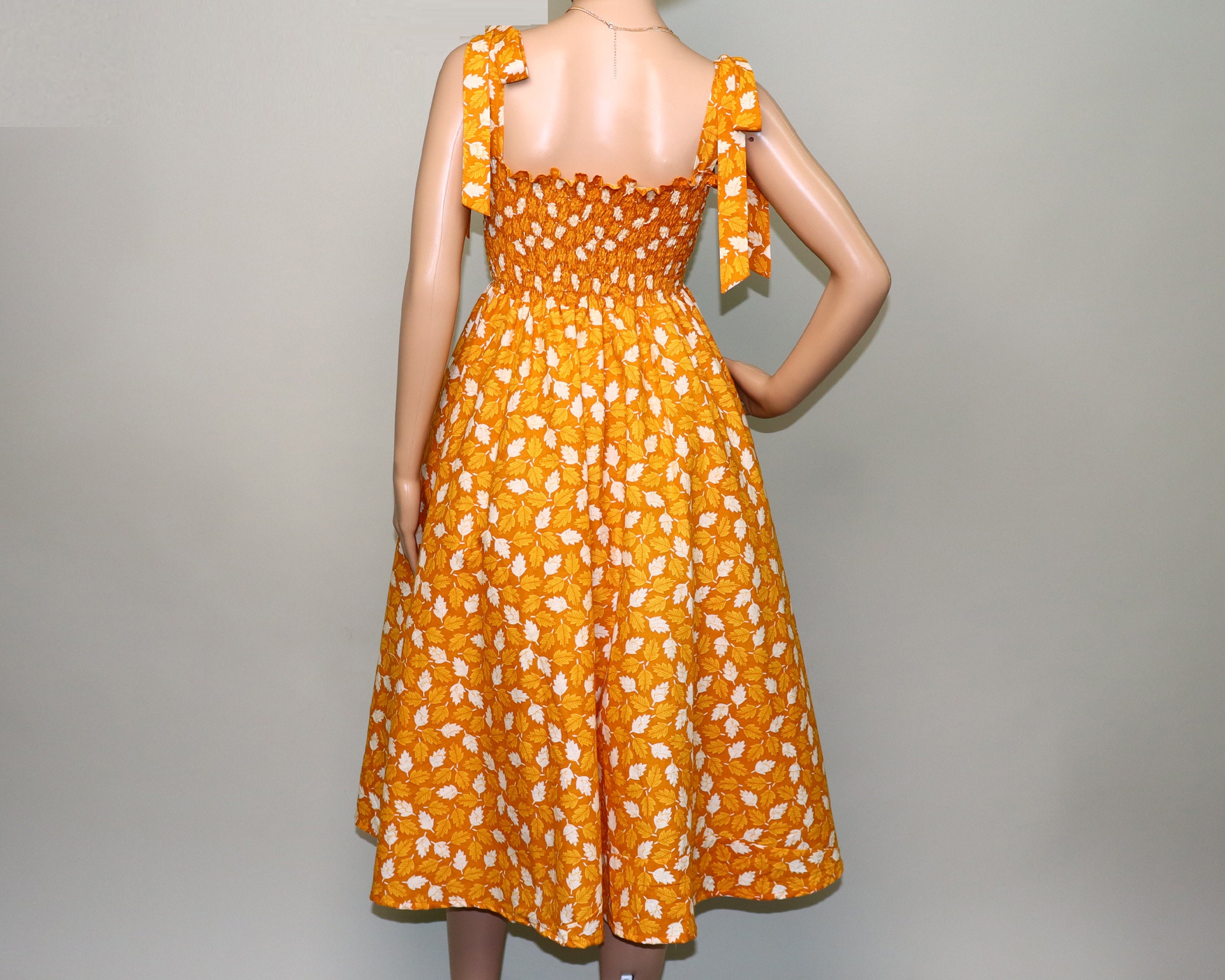 Shirred Tie Strap Maxi Dress PDF Pattern | Smock Dress With Circular ...