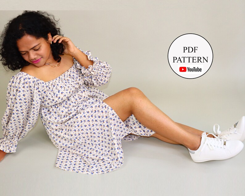 Puff Sleeve Dress PDF Pattern Easy Instructions for - Etsy