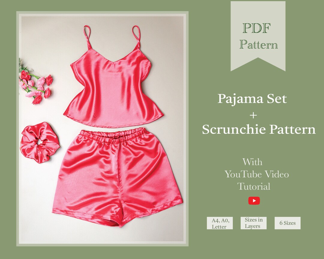 Women Pajama Set PDF Pattern | Satin Pajama | Sleepwear | Nightie ...