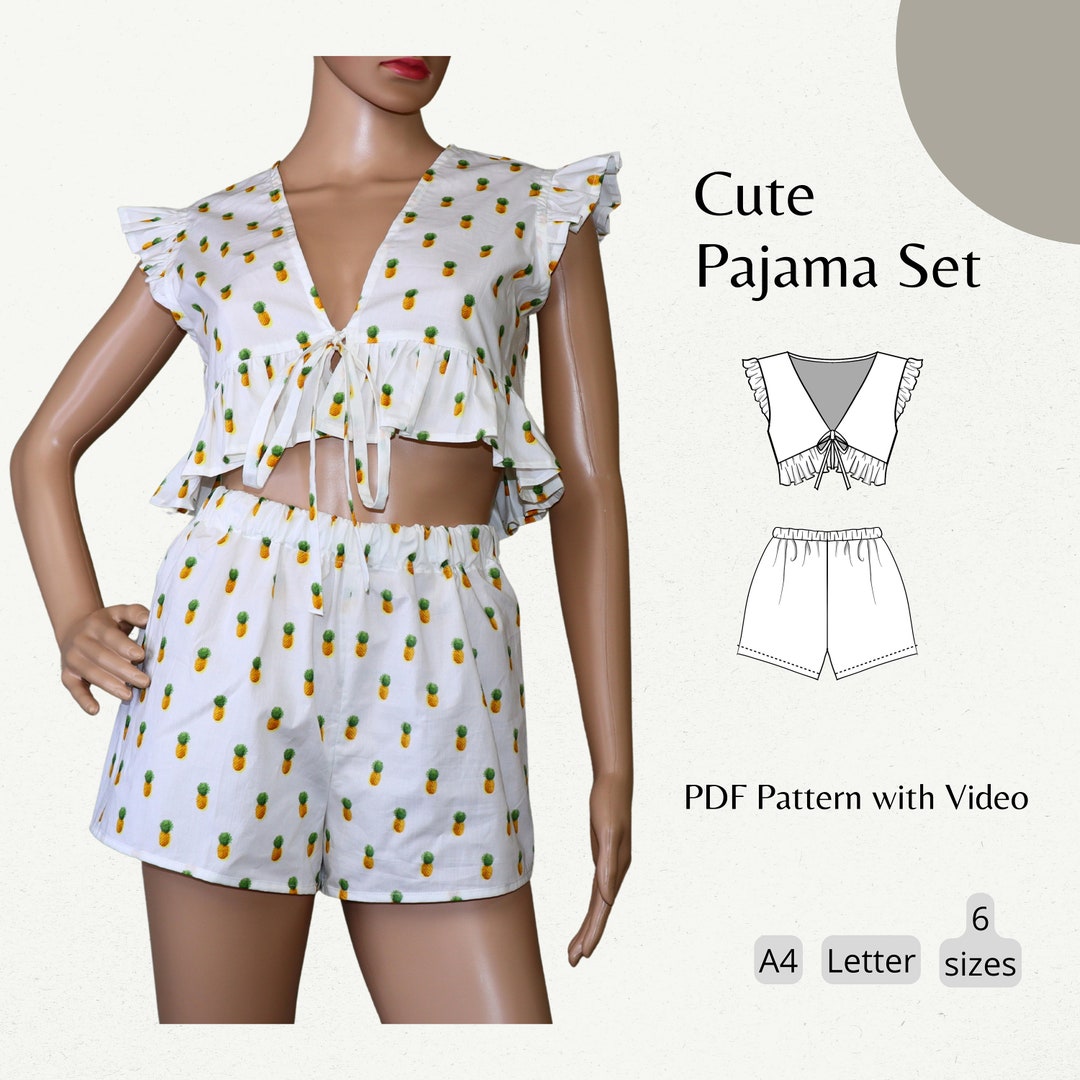 Cute Short Set PDF Pattern Short Set Digital Pattern Pajama Set PDF ...