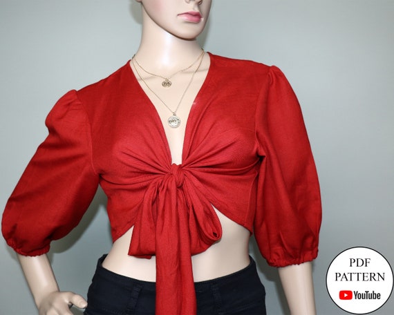 Women Front Knot Top Sewing Digital PDF Pattern Crop Top | Etsy