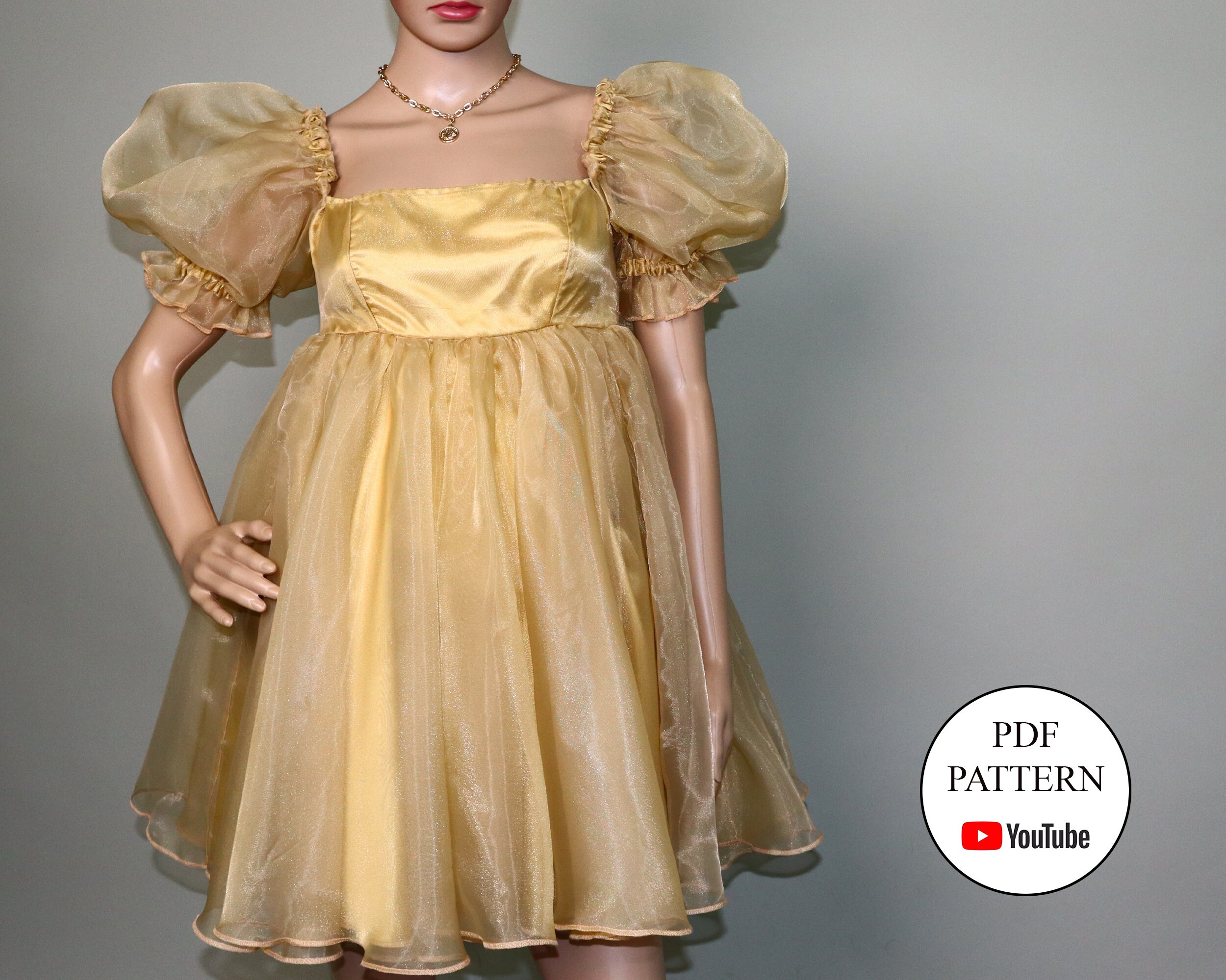 Puff Sleeve Prom Dress Pdf Pattern | Puff Sleeve Dress Digital Pattern ...