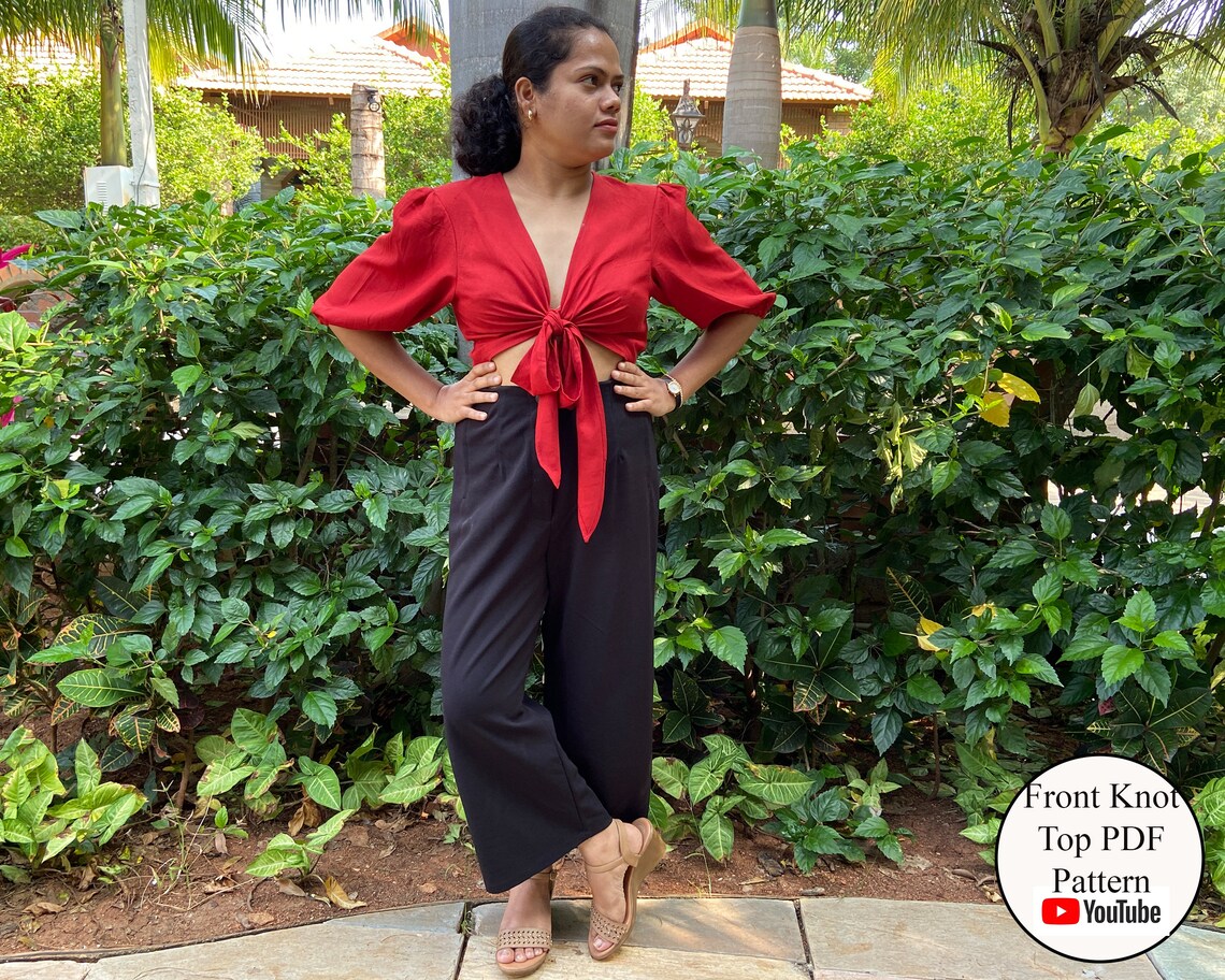 Women Front Knot Top Sewing Digital PDF Pattern Crop Top | Etsy