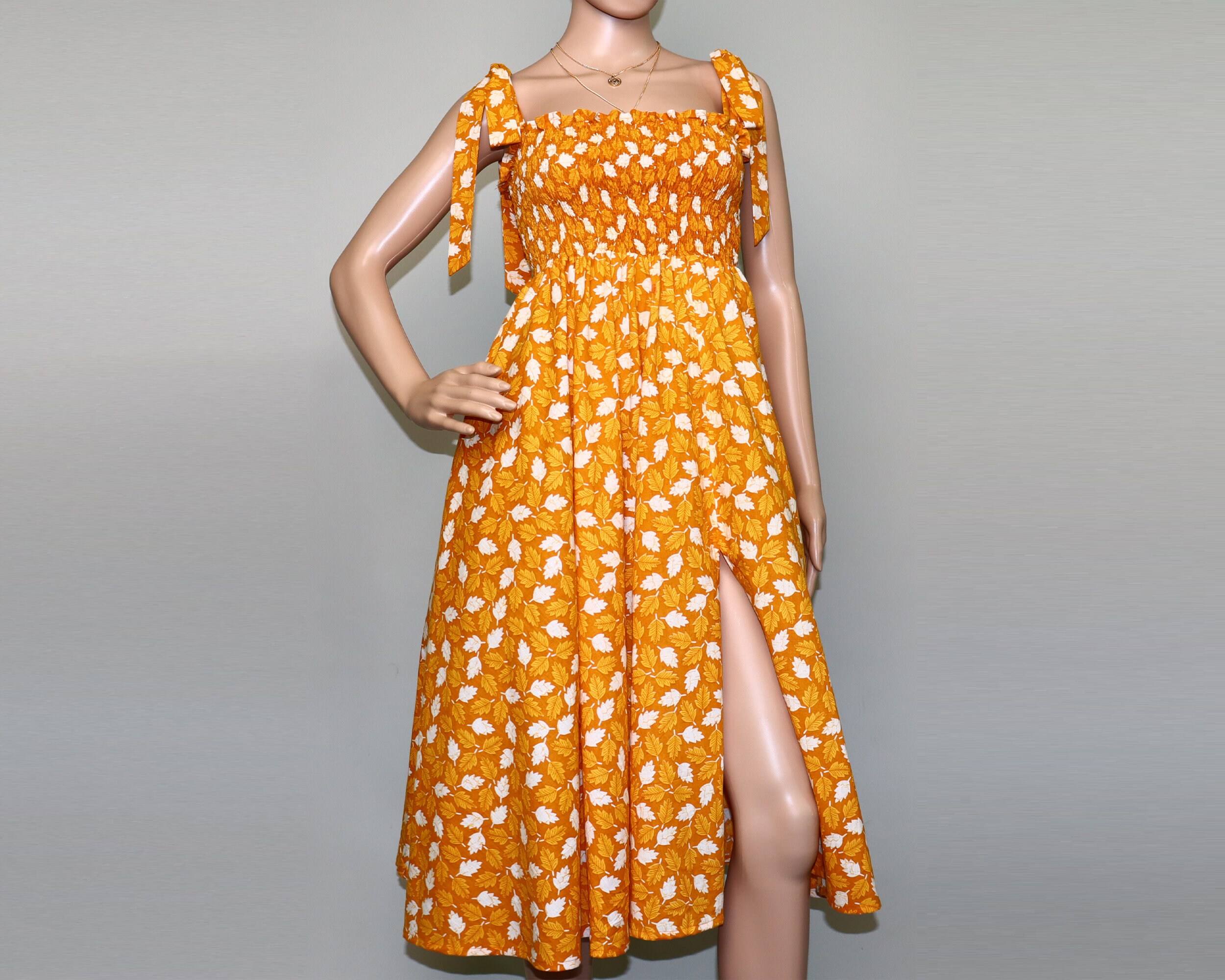 Shirred Tie Strap Maxi Dress PDF Pattern | Smock Dress With Circular ...