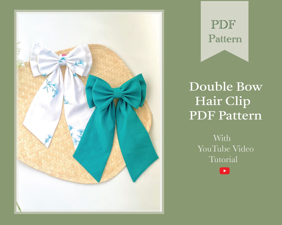 Pattern - Double Bow Hair Clip PDF Pattern | Sewing PDF Pattern | Women ...